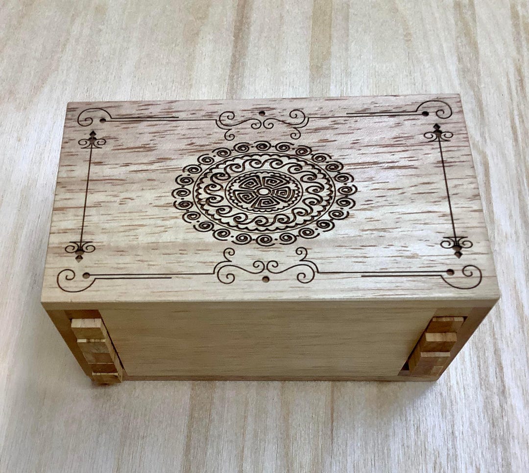Wood Puzzle Box With Mandala Artwork, Wood Stash Box, Secret Lock Box ...