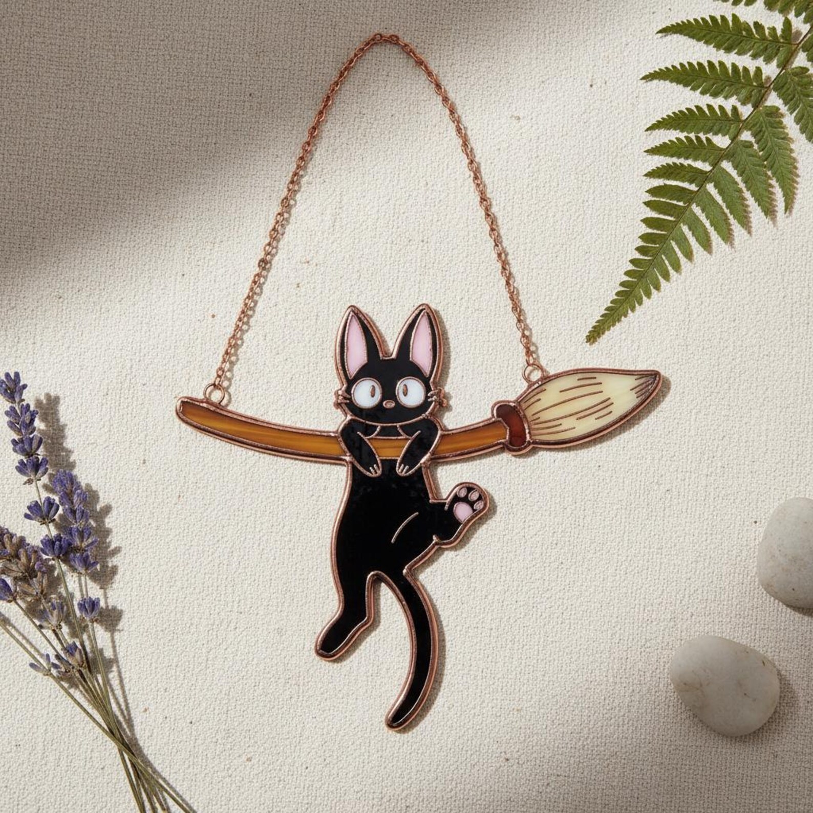 Studio Ghi.bli J.iji Black Cat Window Suncatcher Cute Anime Decor Faux ...