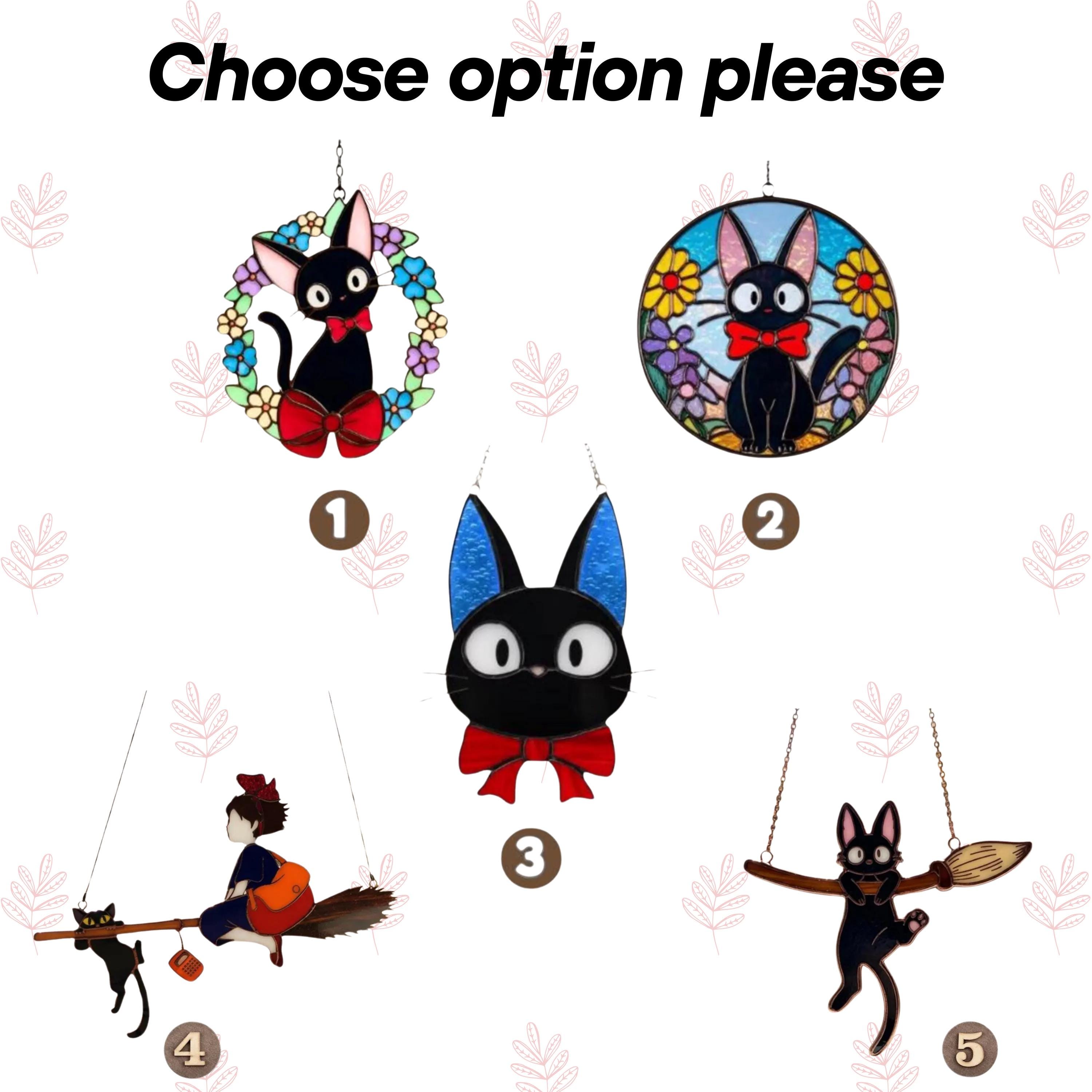 Studio Ghi.bli J.iji Black Cat Window Suncatcher Cute Anime Decor Faux ...