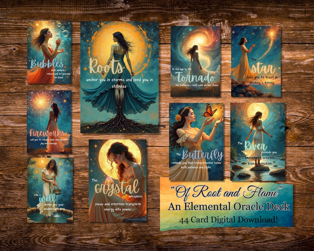 Printable Elemental Oracle Deck - 44 Cards + Guidebook (PDF) - Etsy