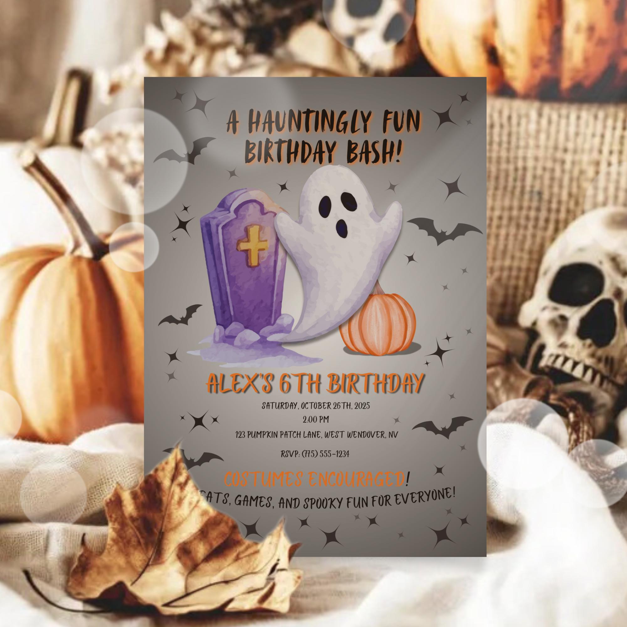 Spooky Halloween Party Invitation: Editable Canva Template (5x7 In ...