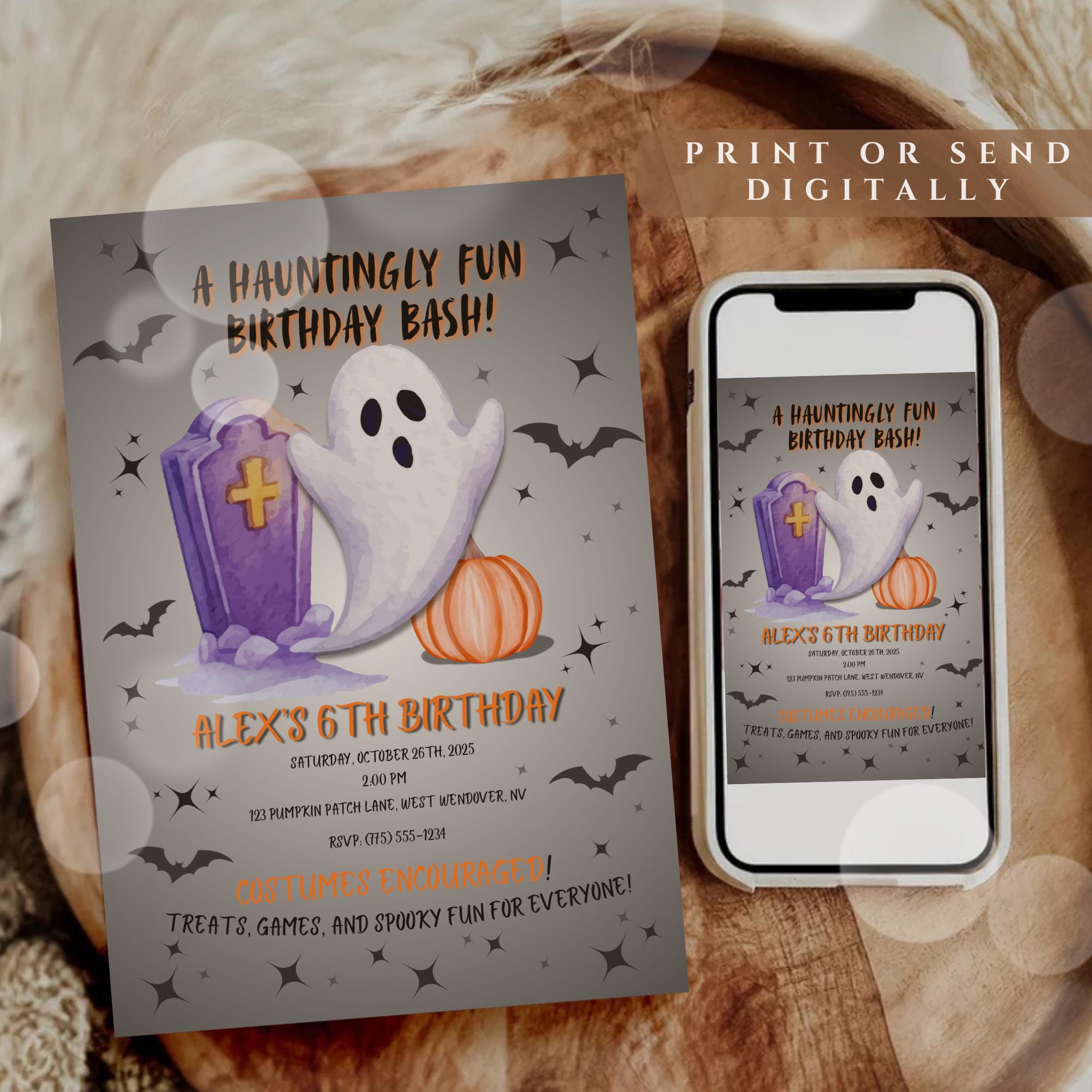 Spooky Halloween Party Invitation: Editable Canva Template (5x7 In ...