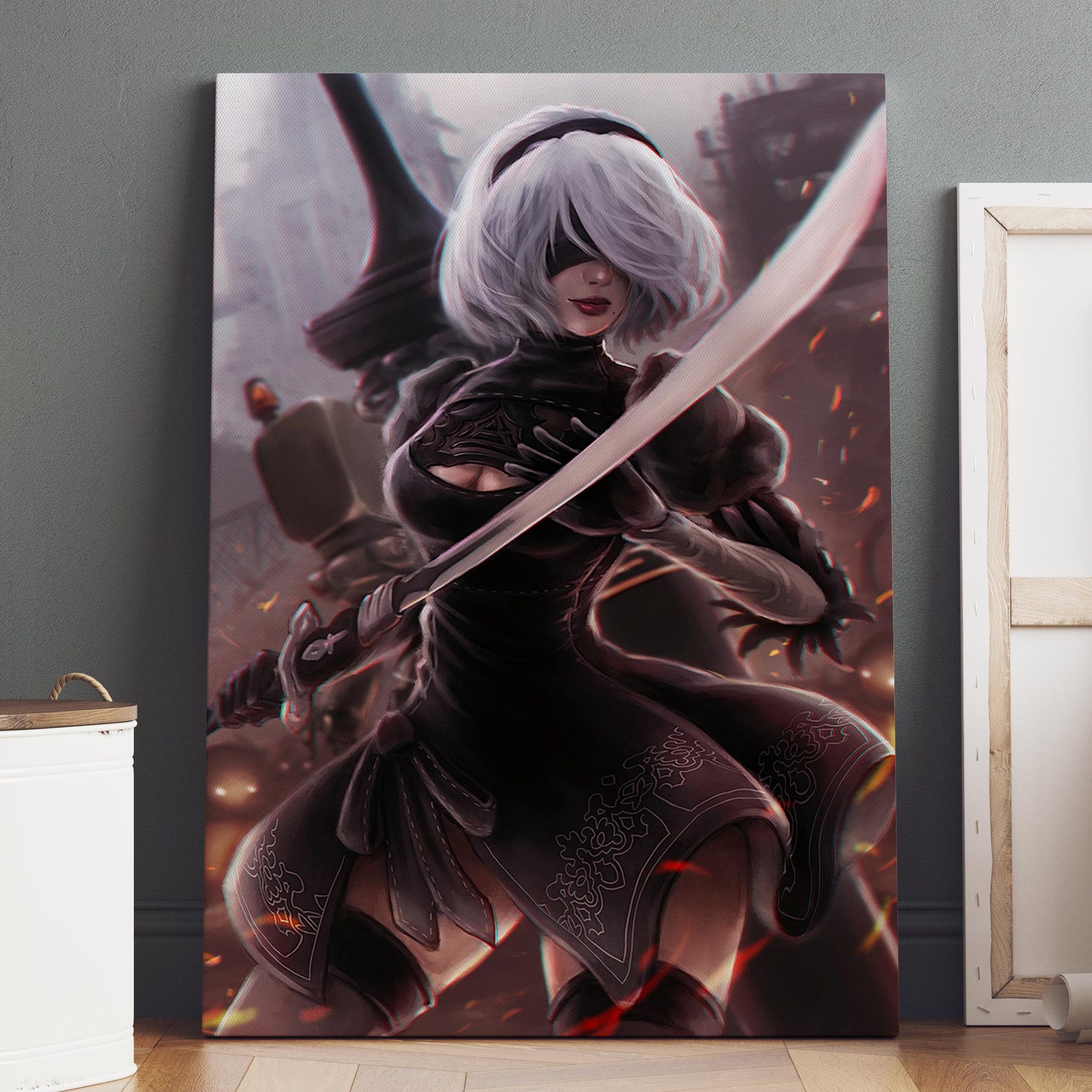 Nier Automata Solid Poster - 2B and 9S Wall Art - Game Decor - Canvas ...