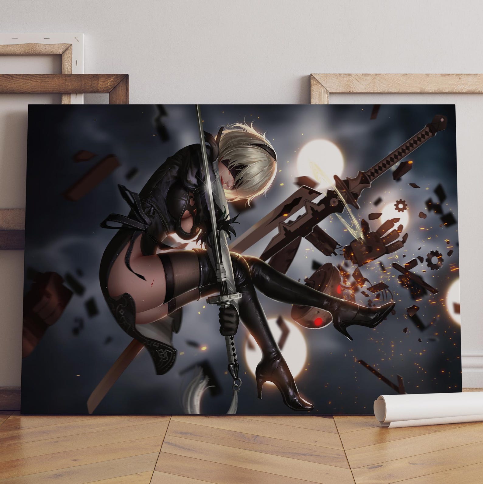 Nier Automata Solid Poster - 2B and 9S Wall Art - Game Decor - Canvas ...