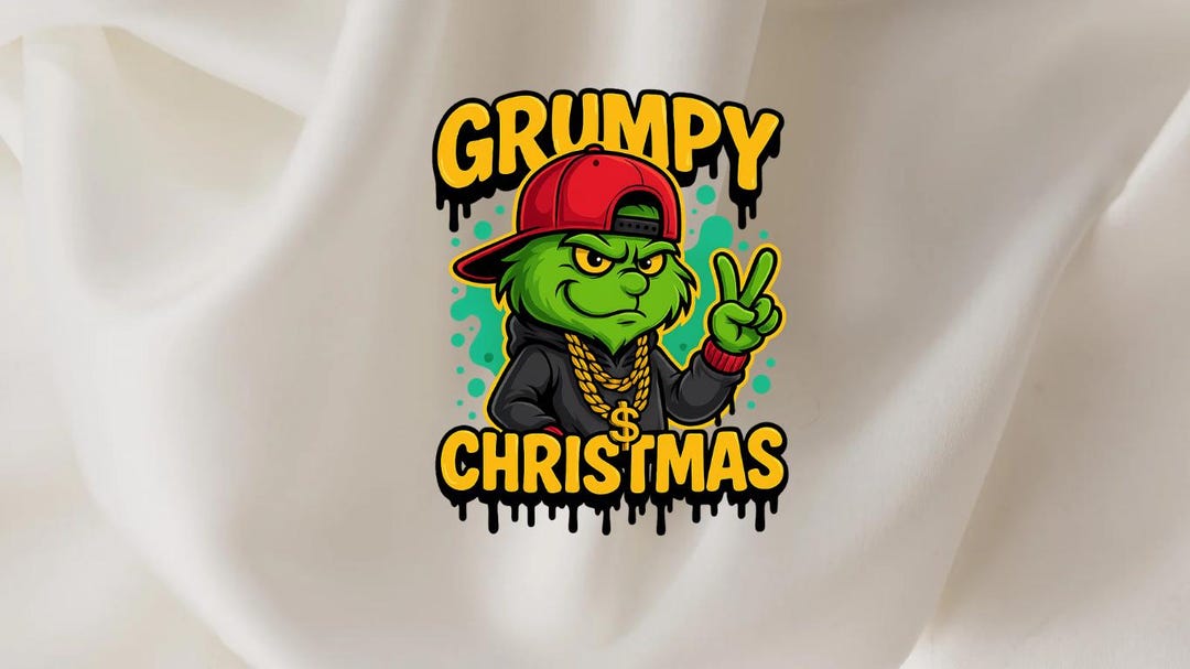 Grumpy Christmas Cool Green Character in Hoodie and Cap Funny Holiday ...