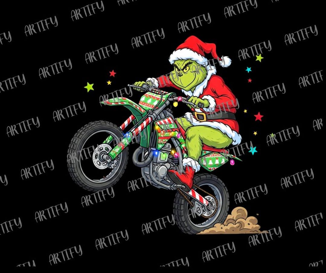 Christmas Grinch Dirt Bike Rider PNG, Funny Grinch Motocross Clipart ...