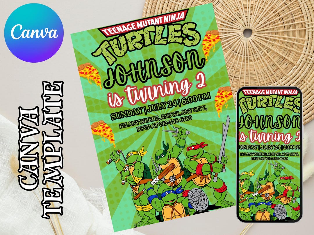 Editable Ninja Turtle Invitation, Karate Birthday Invite Boy, Ninja ...