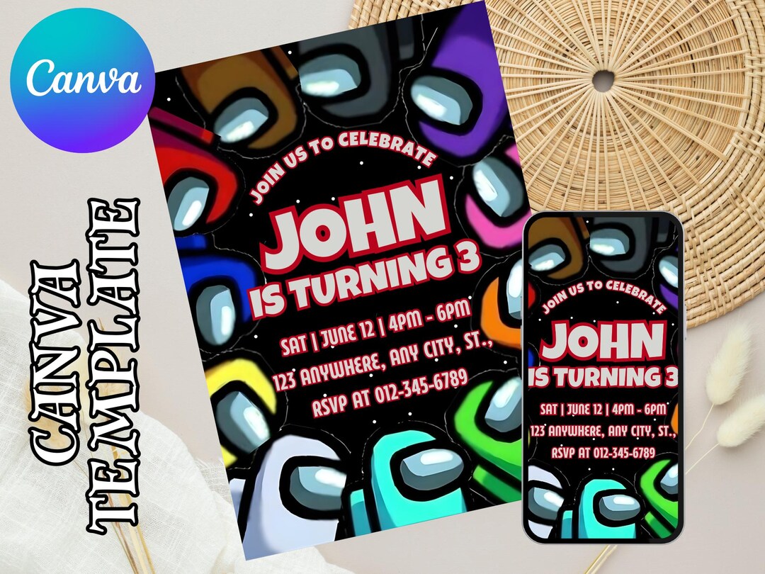 Among Us Invitation Birthday Invitation Kids Birthday Invitation Among ...