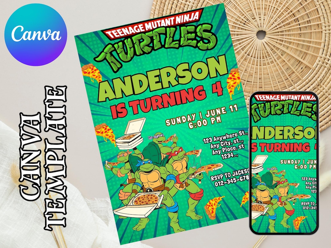 Editable Ninja Turtle Invitation, Karate Birthday Invite Boy, Ninja ...