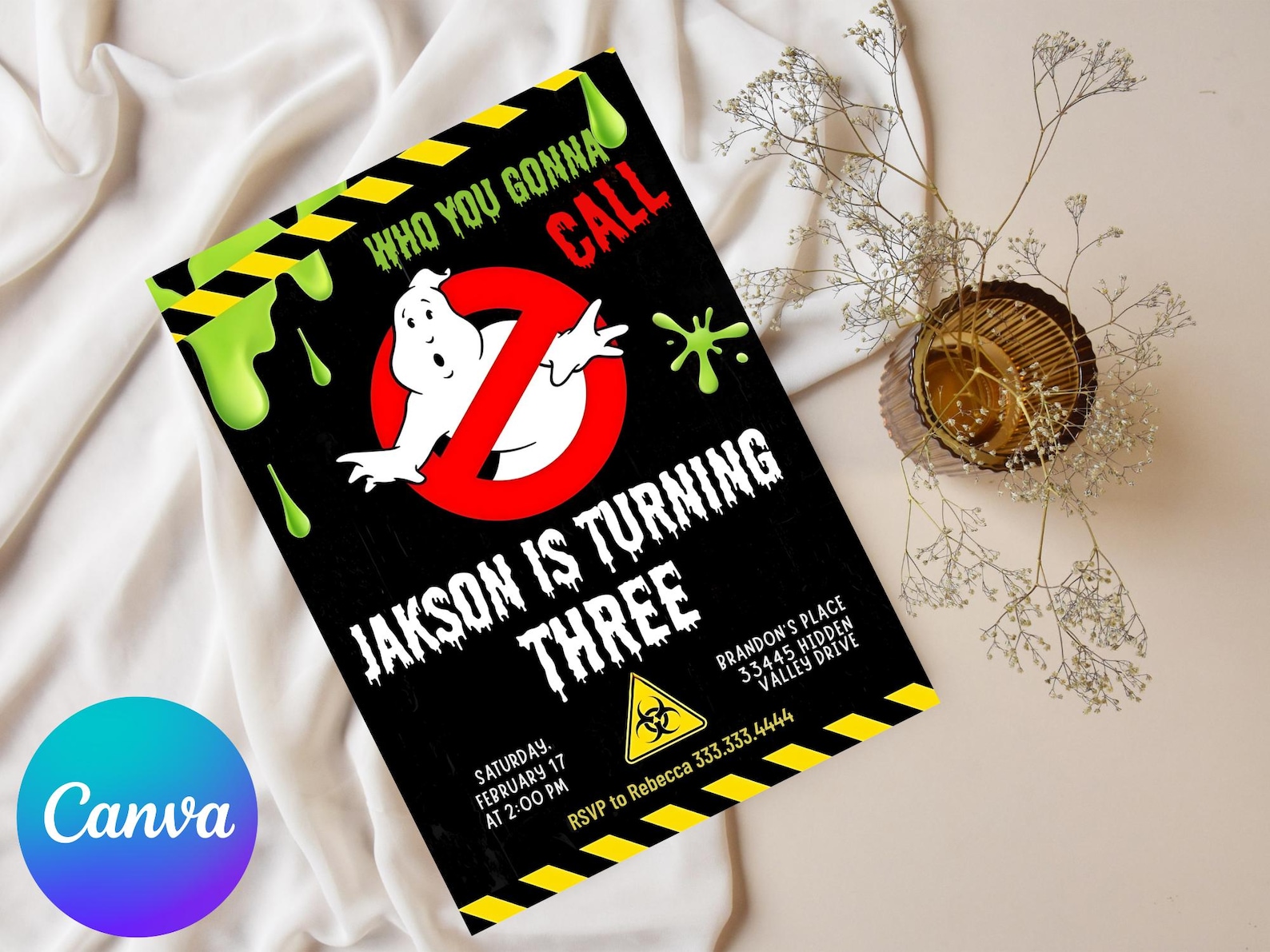Editable Ghostbusters Birthday Invitation | Printable Ghostbusters ...