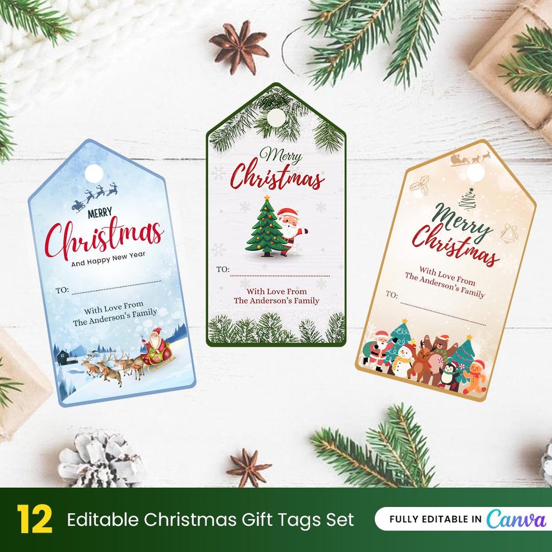 Editable Christmas Gift Tags | Printable Holiday Tag | Merry Christmas ...