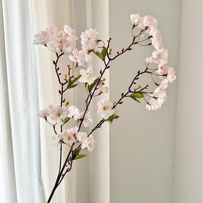 High Quality Artificial Cherry Blossom Pick Fake Sakura Spray Pink Faux ...