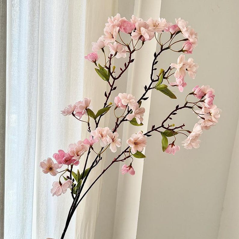 High Quality Artificial Cherry Blossom Pick Fake Sakura Spray Pink Faux ...