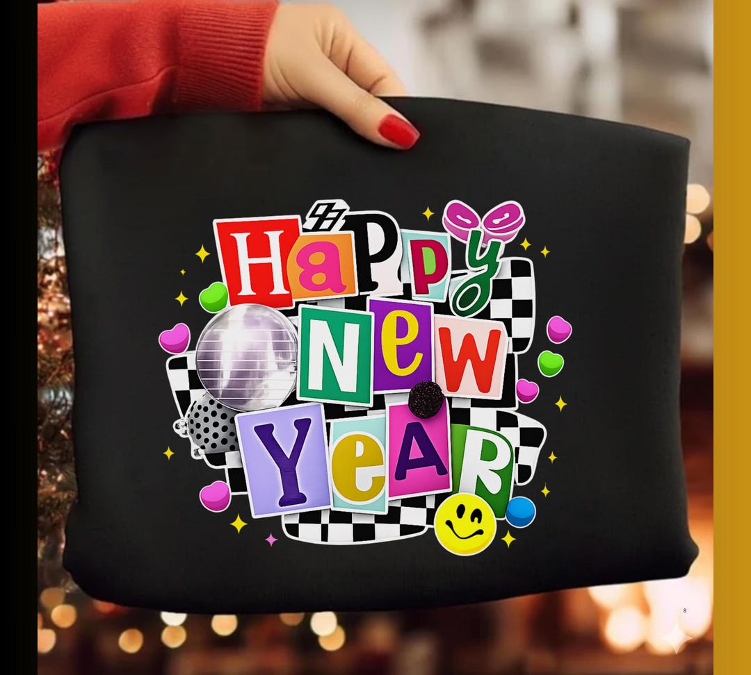 Happy New Year Y2K Collage PNG, Retro Y2K New Year Shirt Design, Hello ...