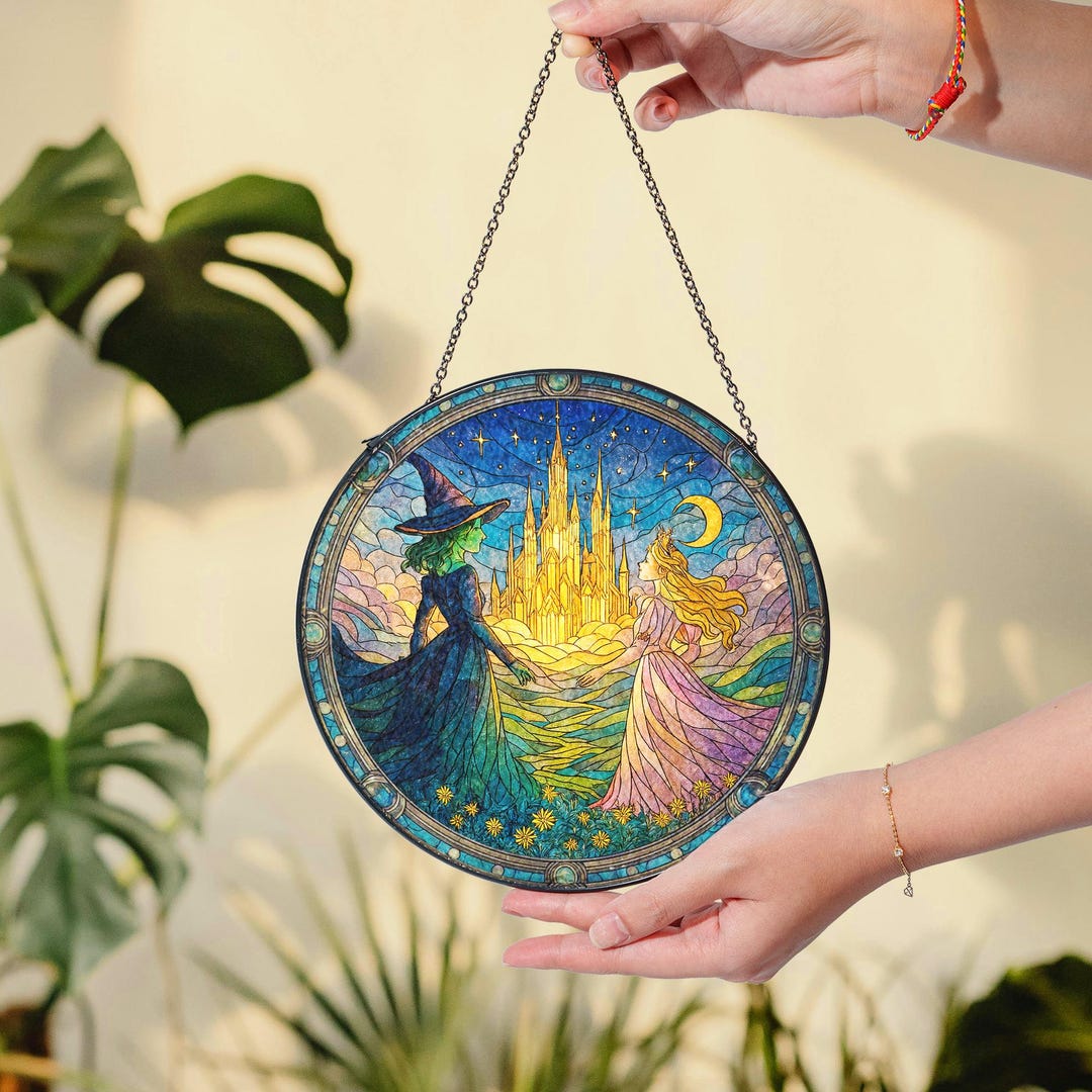 Elphaba and Glinda Wicked Stained Glass Suncatcher, Wicked Suncatcher ...