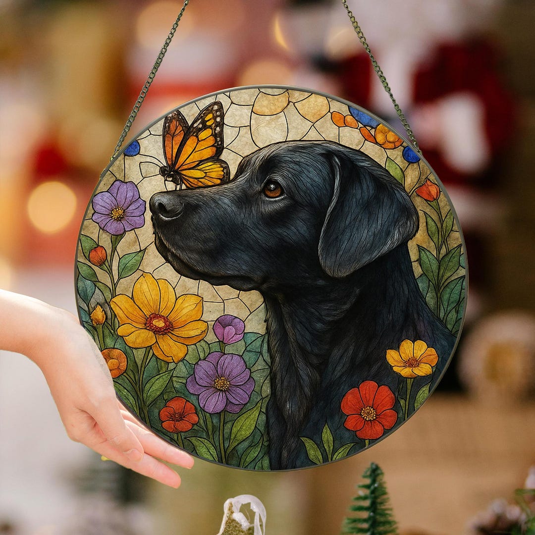 Black Labrador Stained Glass Window Suncatcher, Dog Lover Gift, Pet ...