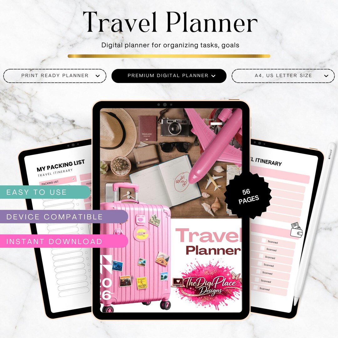 Travel Planner Printable PDF, Digital Travel Planner, Vacation ...