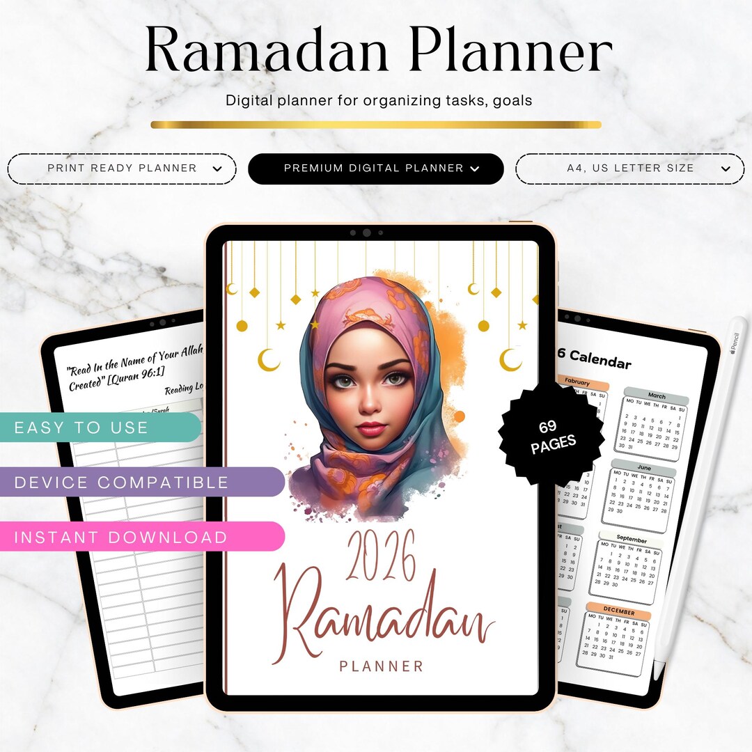 Ramadan Planner Printable PDF, Islamic Daily Ibadah Tracker, Salah ...