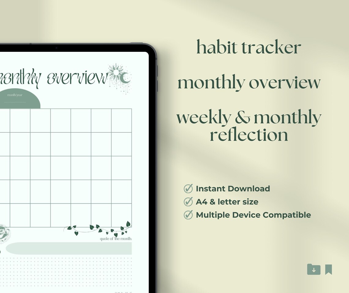 Printable Reflection Journal / Planner | Weekly & Monthly PDF Set ...