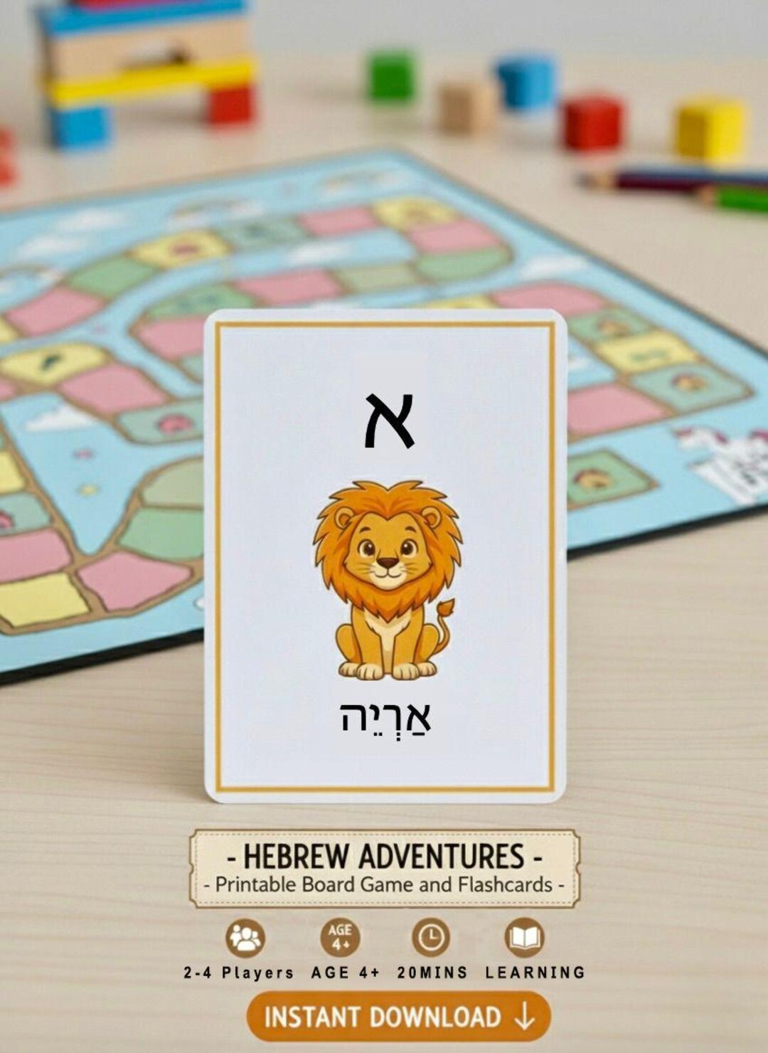 Printable Hebrew Alphabet Flashcards & Board Game | Fun Alef Bet ...