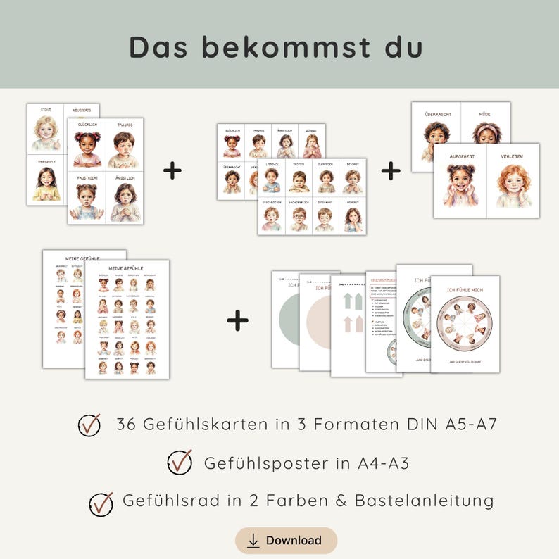 Emotion Cards for Children (PDF), Emotion Wheel & Emotion Poster ...