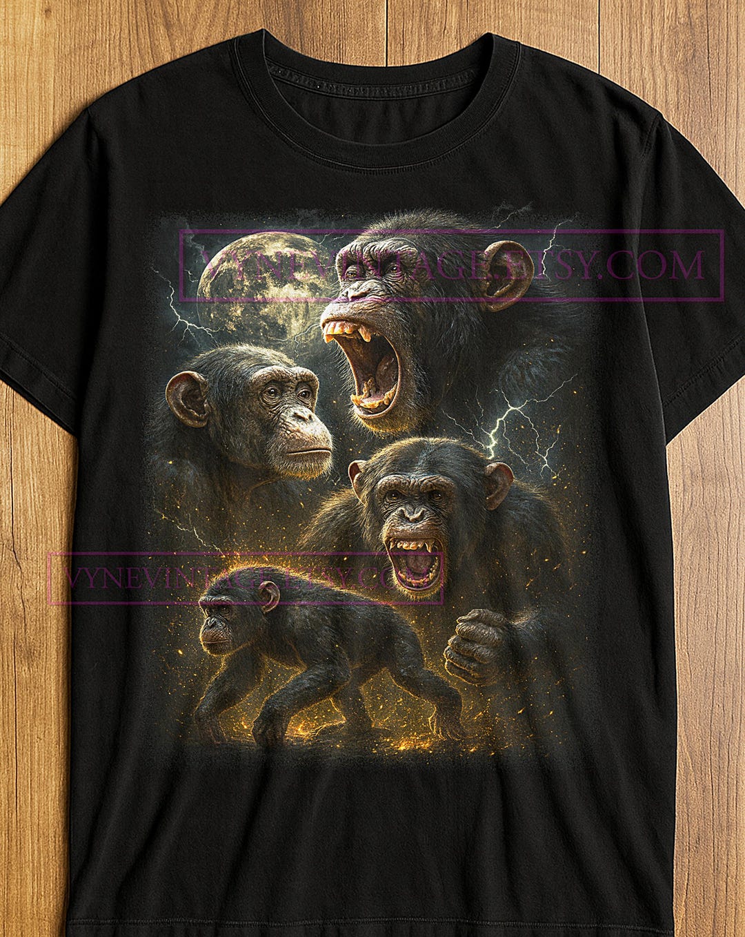 Roar of the Wild Chimps T-shirt, Lightning Chaos Jungle Power Energy ...