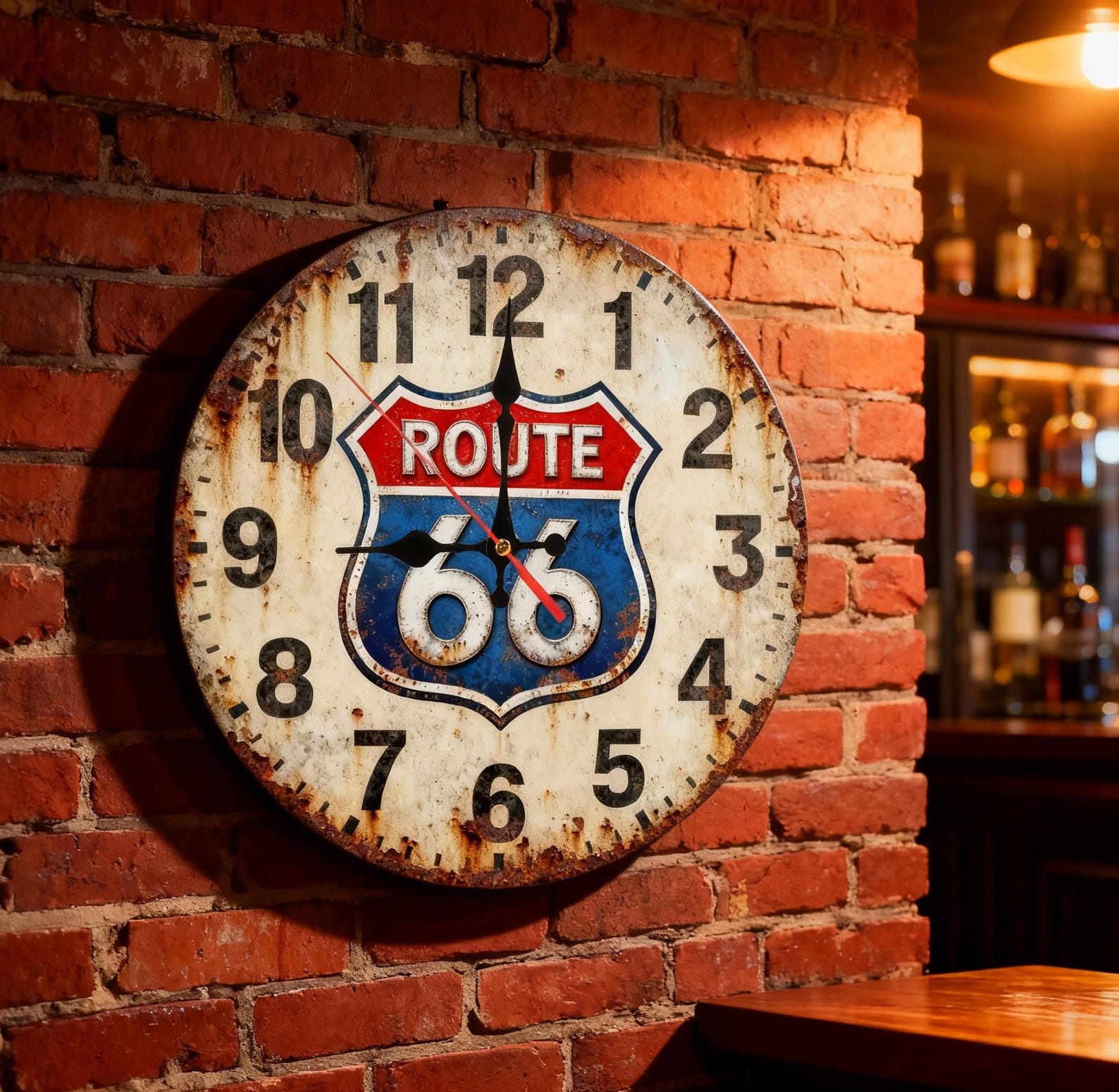 Route 66 Garage Wall Clock–vintage Wooden Silent Clock–rustic Man Cave ...