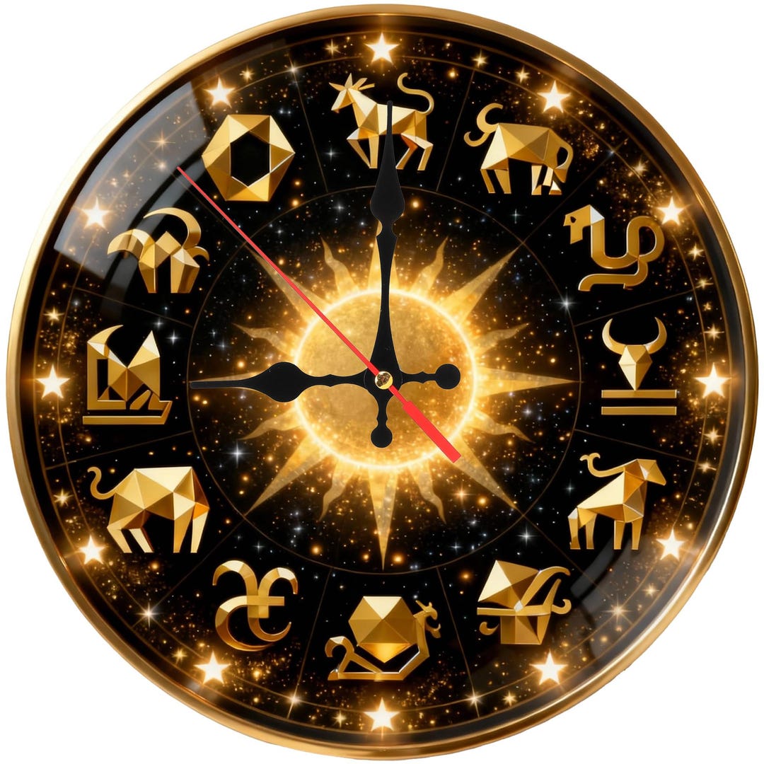 Zodiac Wall Clock – Astrology Wall Clock – Acrylic Silent Wall Clock ...