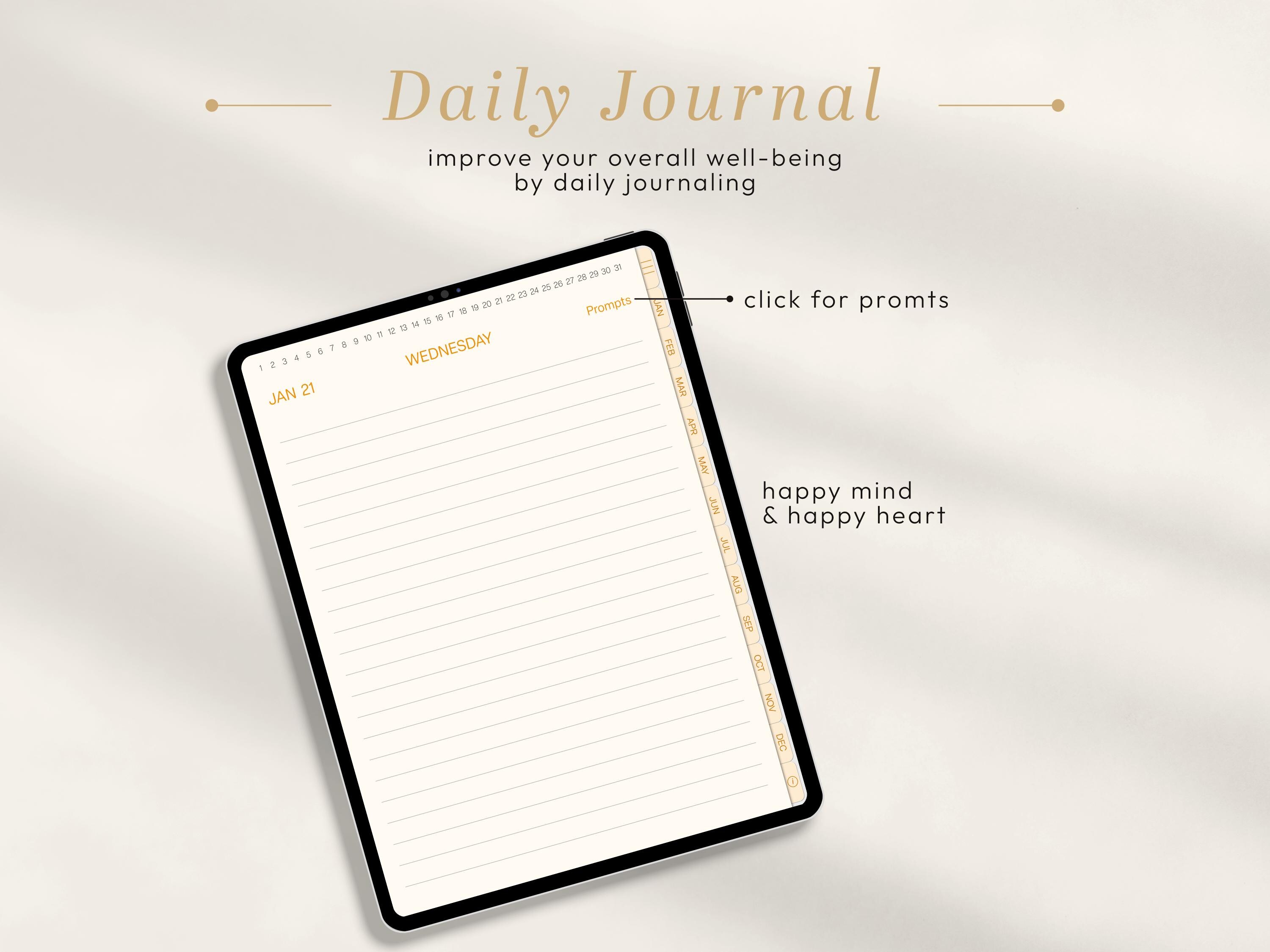 2026 Digital Daily Journal – Guided Prompts, Gratitude Log, Mood ...
