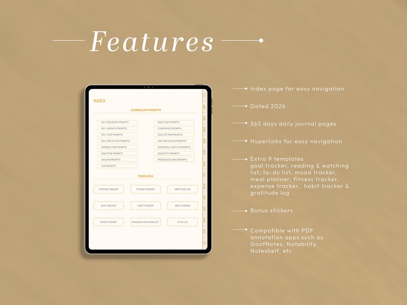 2026 Digital Daily Journal – Guided Prompts, Gratitude Log, Mood ...