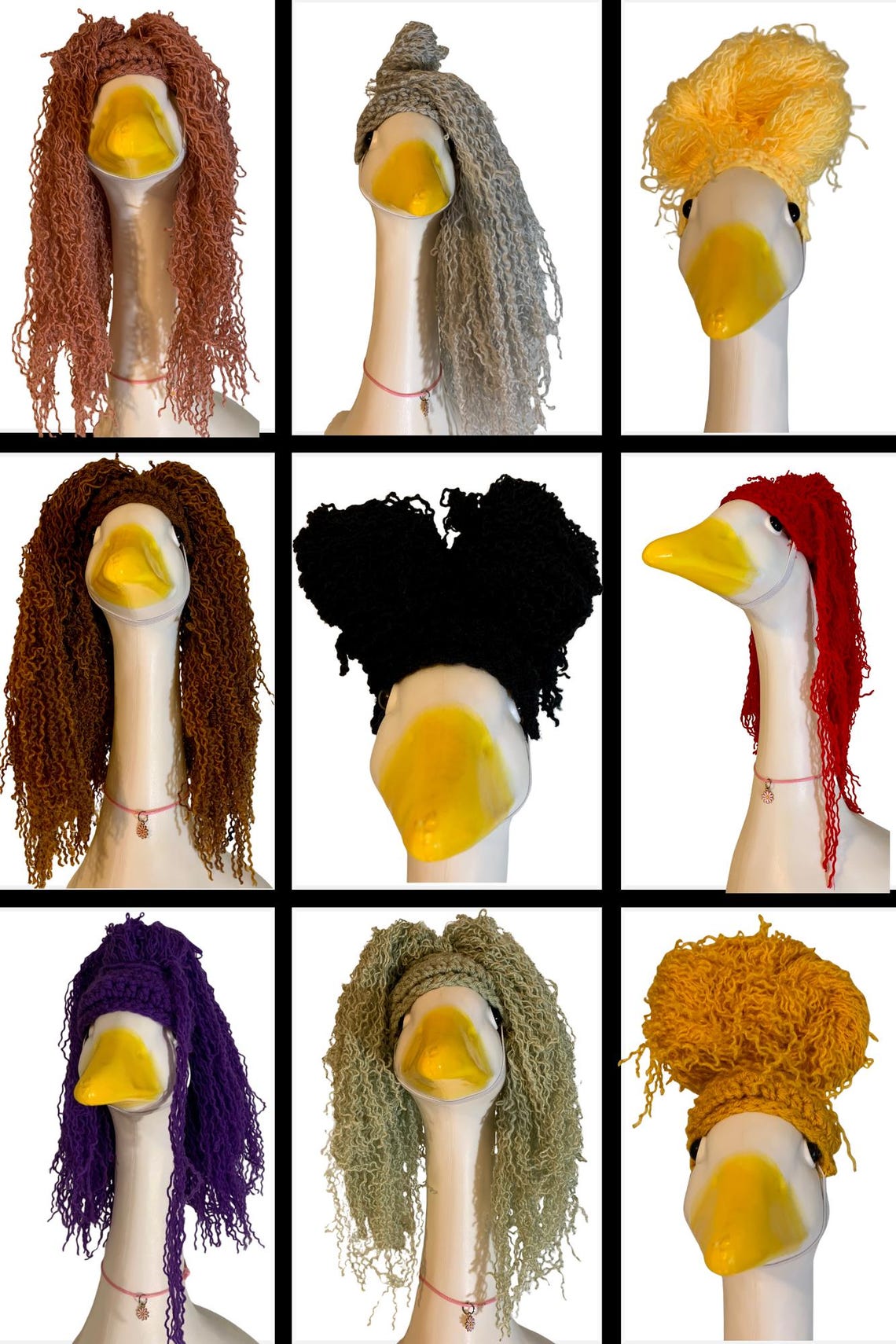 Crocheted Messy Bun Hair Wig for Porch Goose Dress up Solid Colors - Etsy
