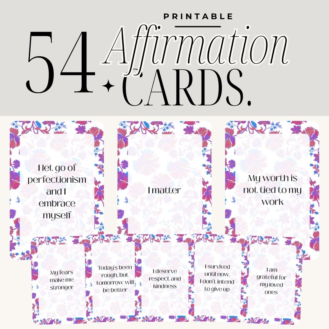 Affirmation Cards – Pink Flowers - Etsy