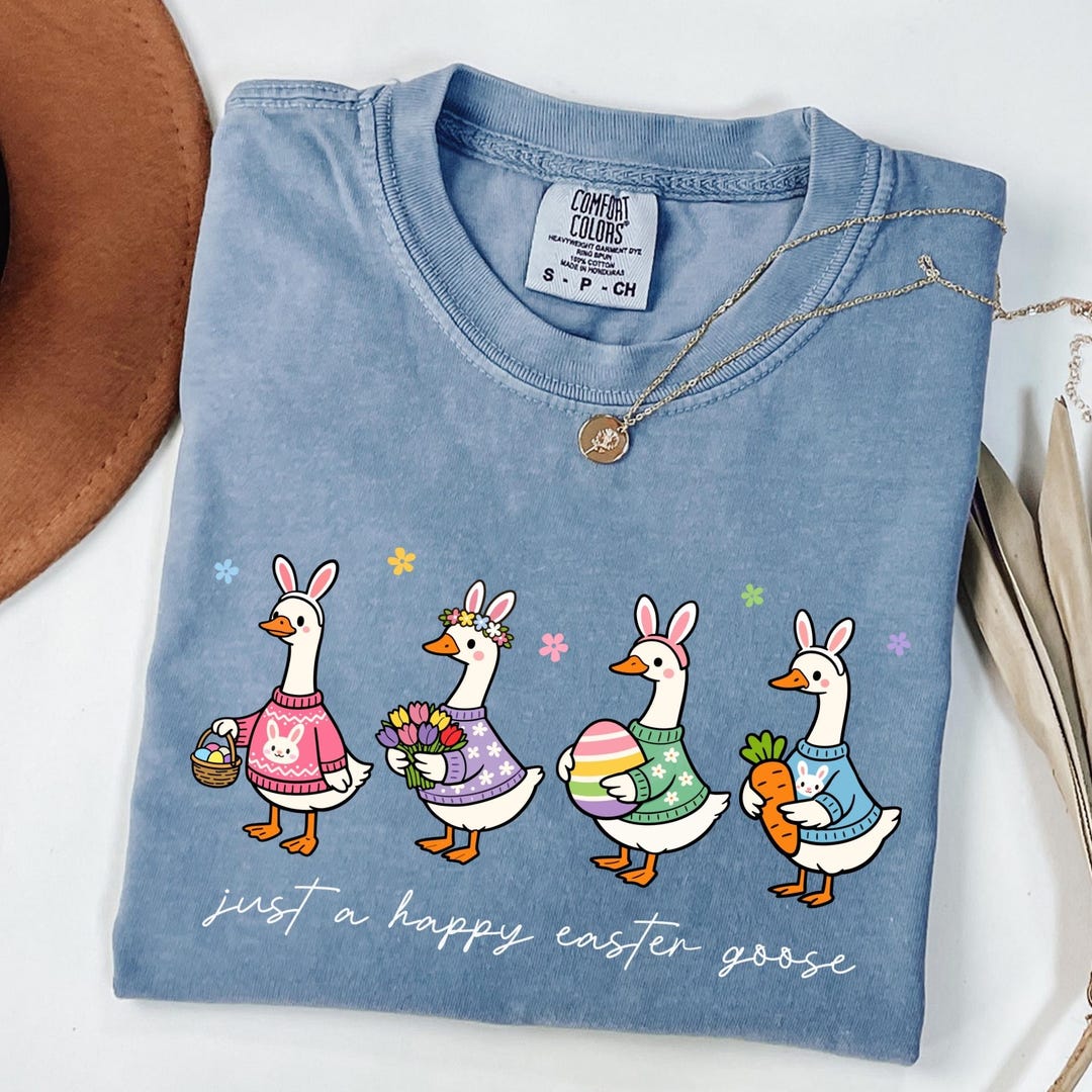 Comfort Colors® Just a Happy Easter Goose Shirt, Funny Easter Egg Shirt ...