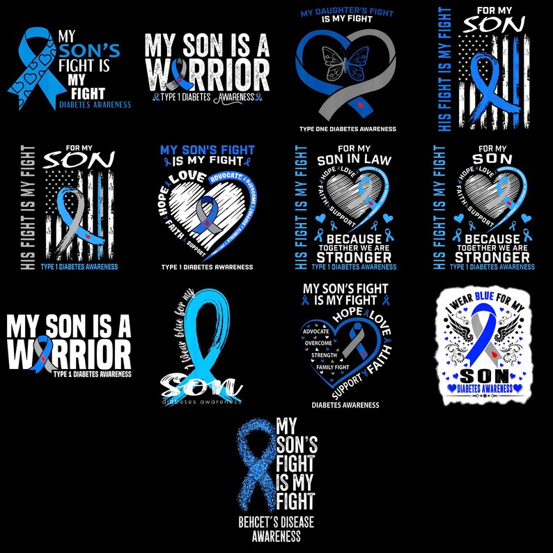 My Son is A Warrior Diabetes Awareness PNG, Blue Ribbon T1D Support ...