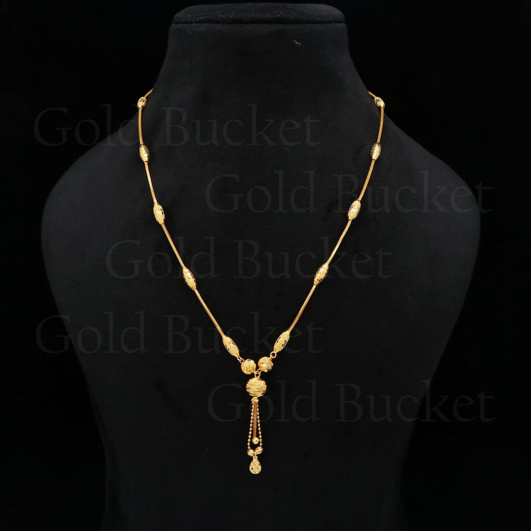 Authentic 22K Gold Chain, Beaded Drop Chain, Elegant Special Occasion ...