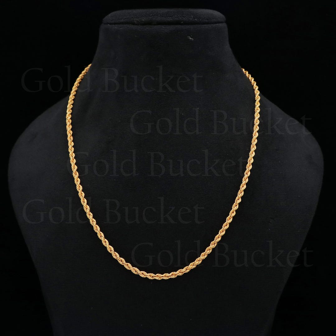 22K Gold Rope Chain Necklace, Twisted Design, Heavy 916 Gold Chain - Etsy
