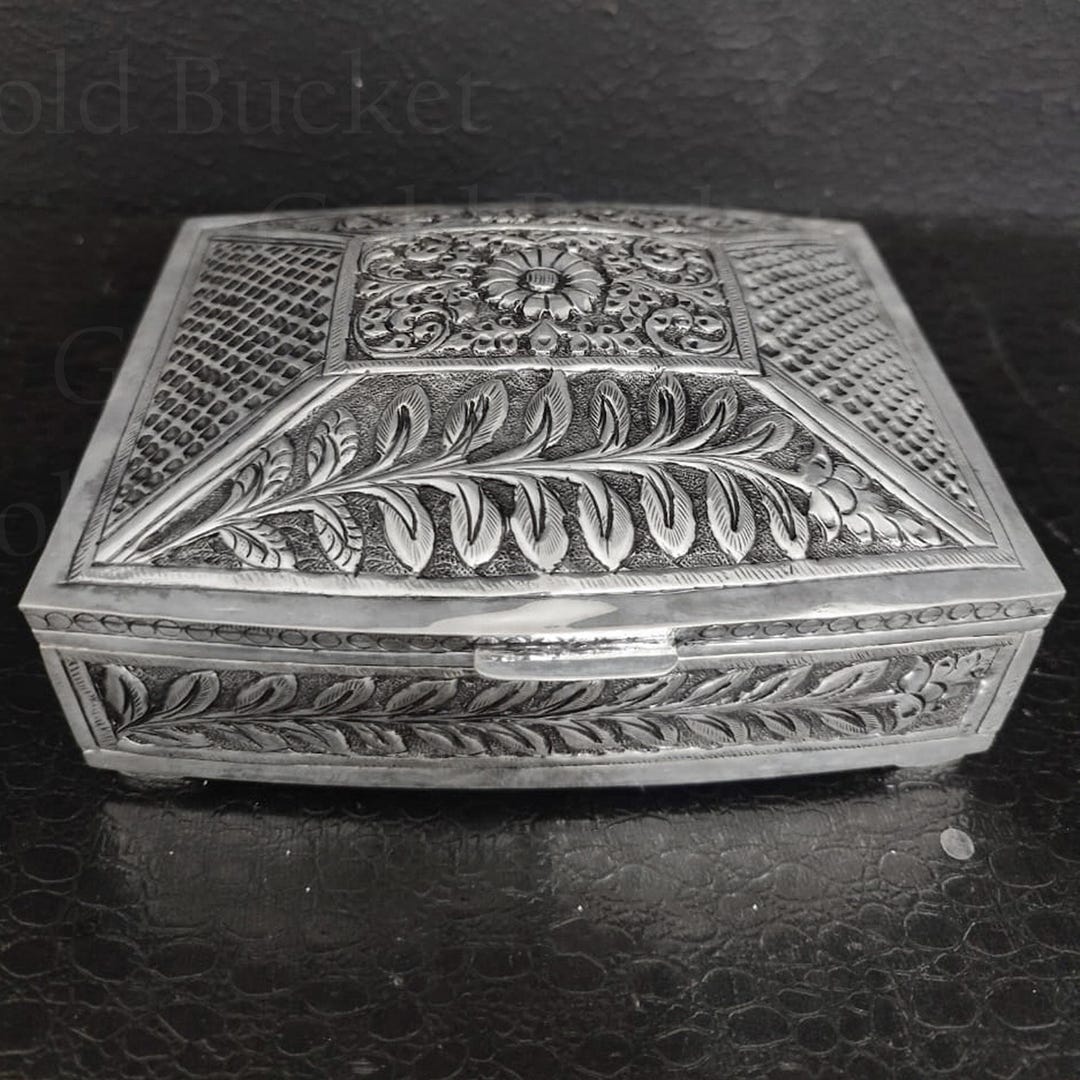 Sterling Silver Dry Fruit Box, Handcrafted Silver Jewelry Chest, Ornate ...