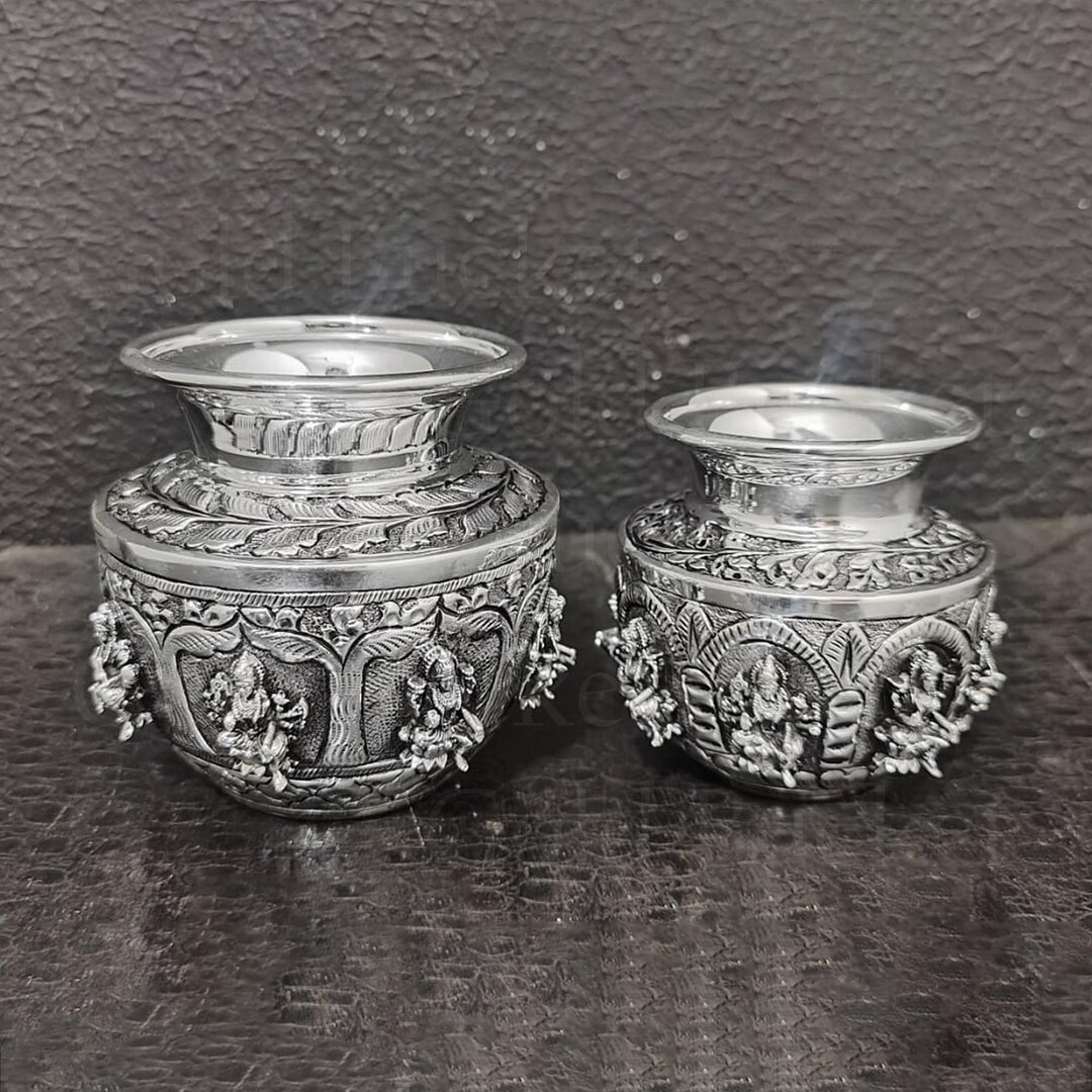 Pure Sterling Silver Astha Lakshmi Kalash - Handcrafted Religious Lota ...