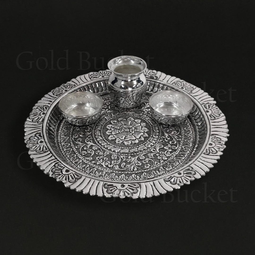Solid Real Sterling Silver Utensils, Service Dish, Plate Katori Thali ...