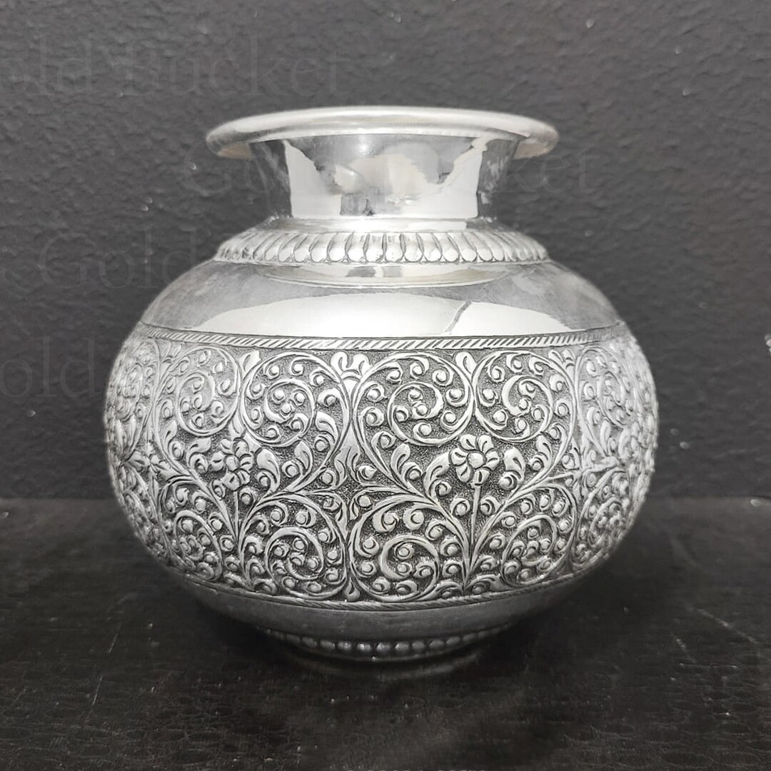 Sterling Silver Kalash for Puja, Silver Holy Water Pot, Handcrafted ...