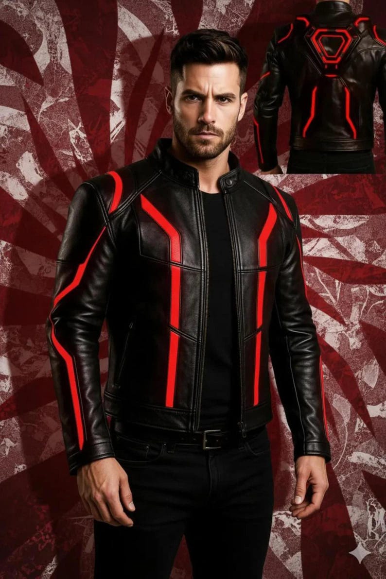 Tron Ares Inspired Leather Jacket – Men’s Black Sci-fi Leather Jacket ...