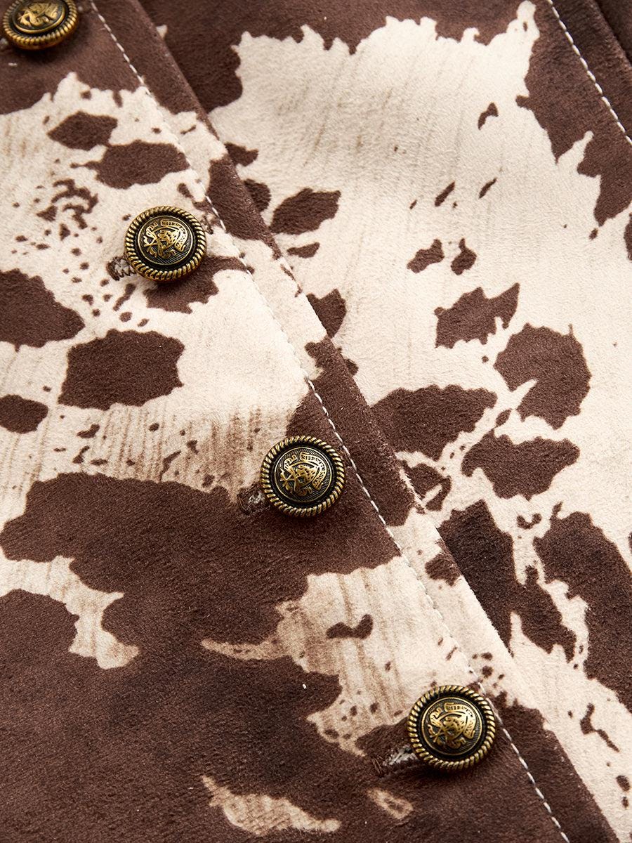 Retro Cow Print Suede Vest | Y2K Cowgirl Top - Etsy