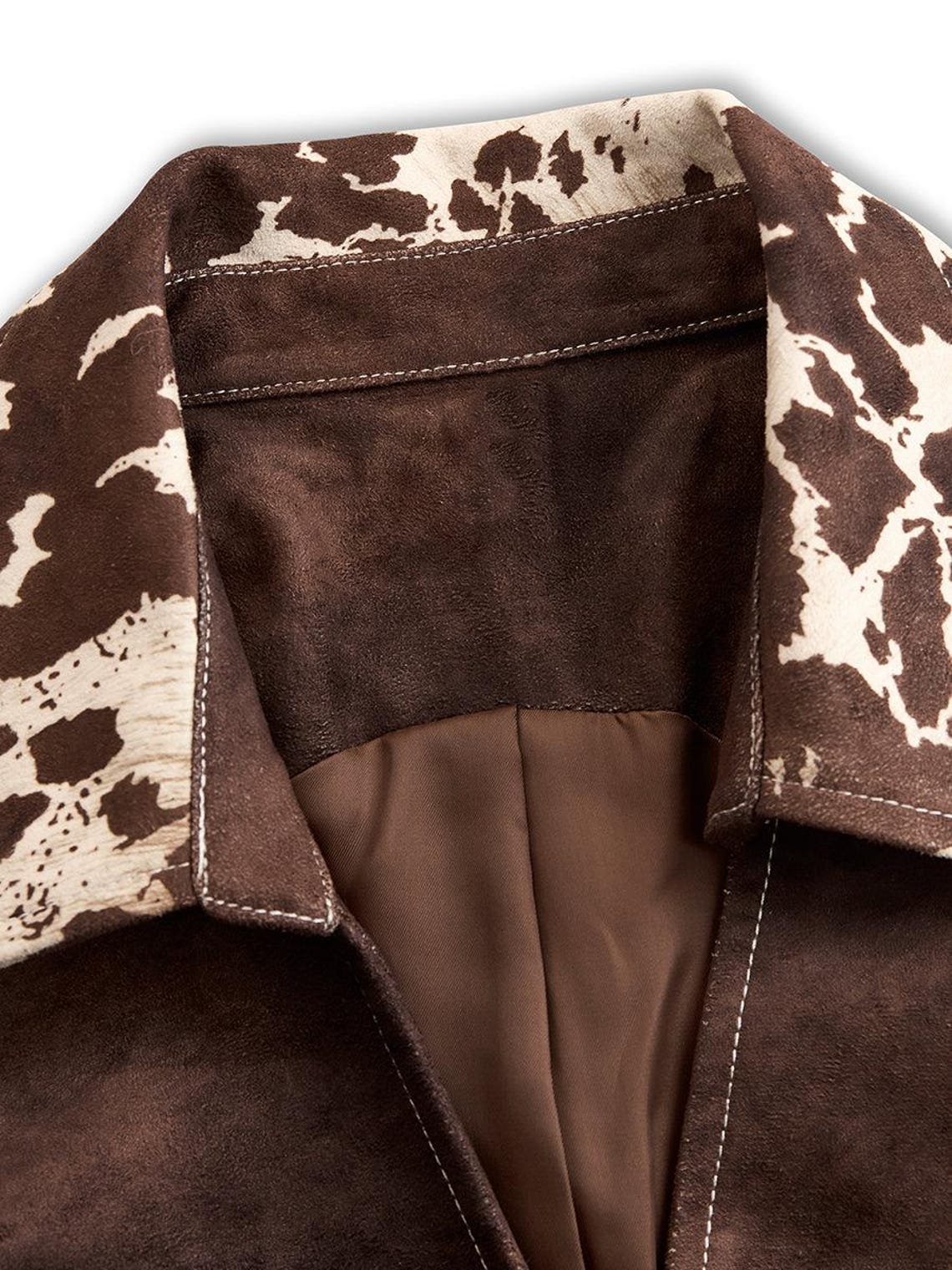 Retro Cow Print Suede Vest | Y2K Cowgirl Top - Etsy
