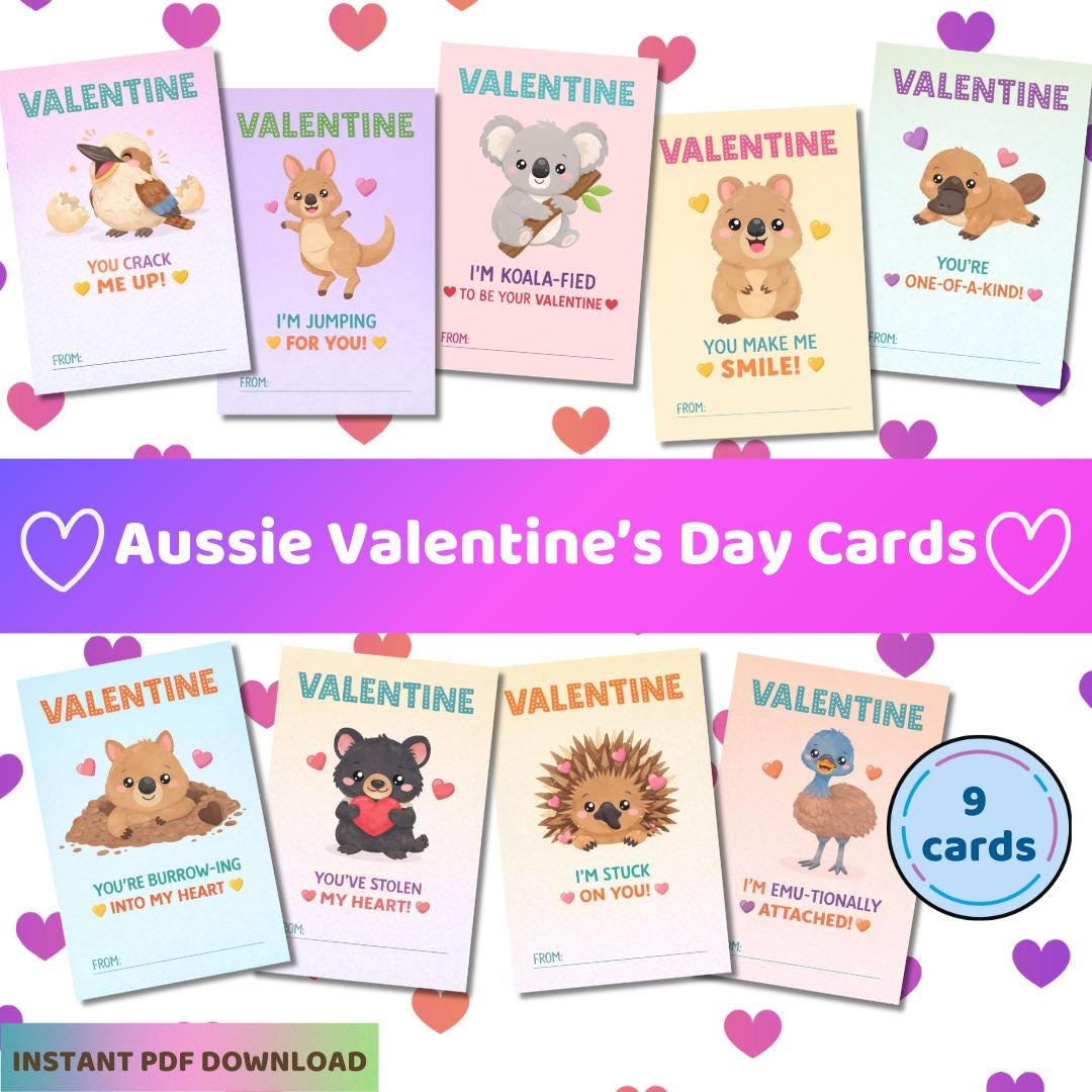 Aussie Valentine’s Day Exchange Cards – Printable Classroom Valentines ...