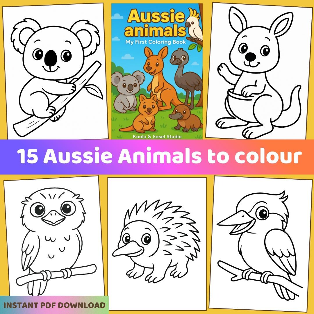 Aussie Animals Coloring Book for Toddlers & Preschoolers (printable PDF ...