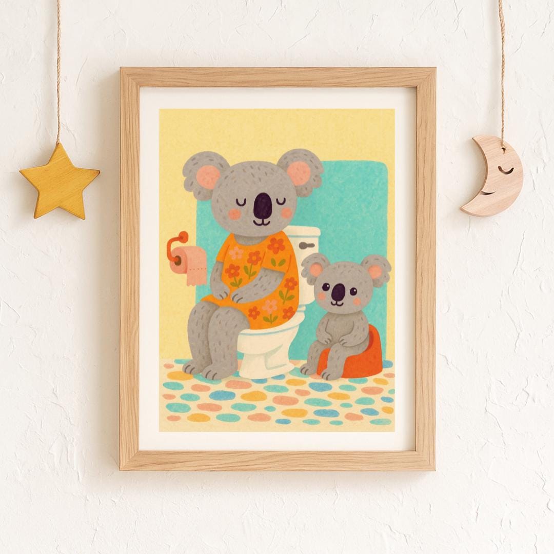 Koala Potty Training Art | Mum & Baby Loo Poster (digital Download ...