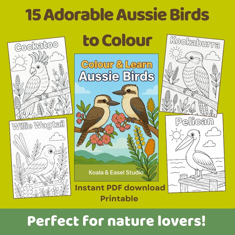 Aussie Birds Coloring Pages: Printable Nature Book for Kids (printable ...