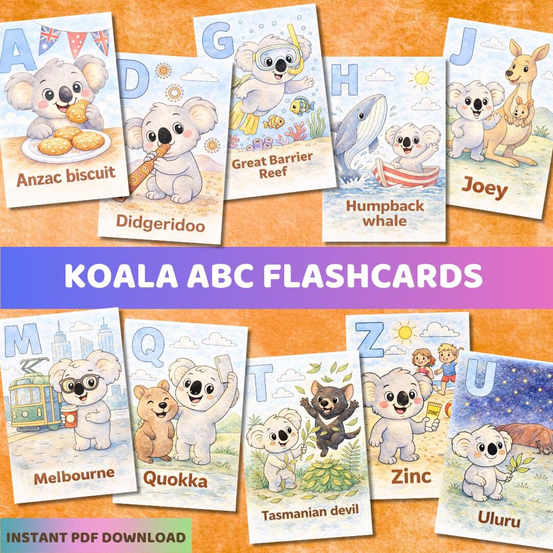 Koala Alphabet Flashcards Printable | Aussie ABC Flashcards (printable ...