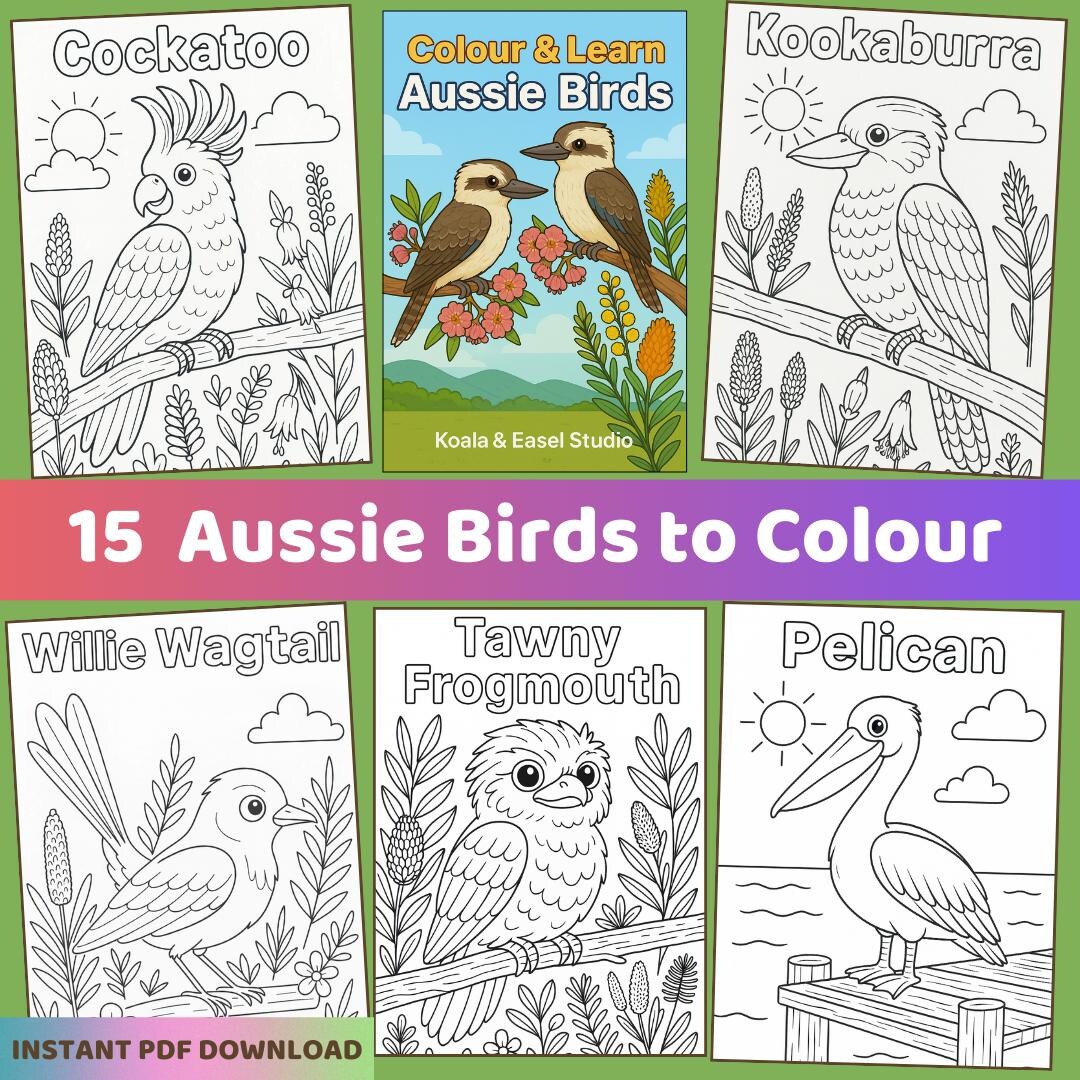 Aussie Birds Coloring Pages: Printable Nature Book for Kids (printable ...