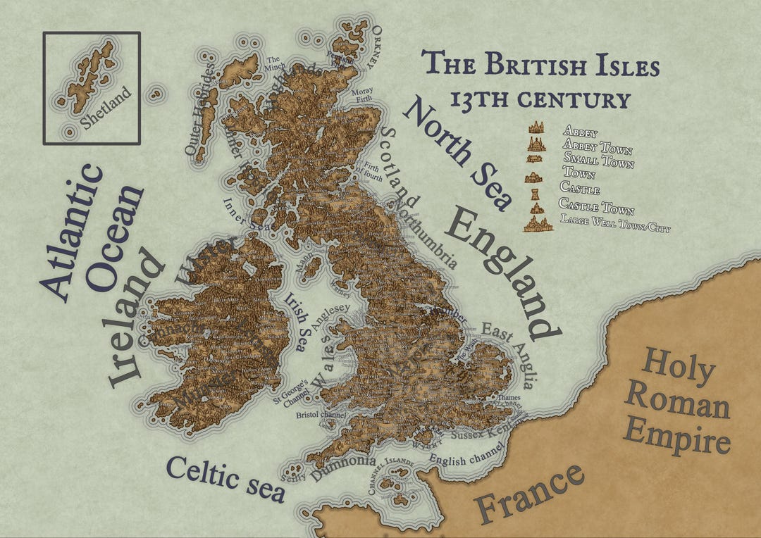 The British Isles 13th Century Map Poster - Etsy